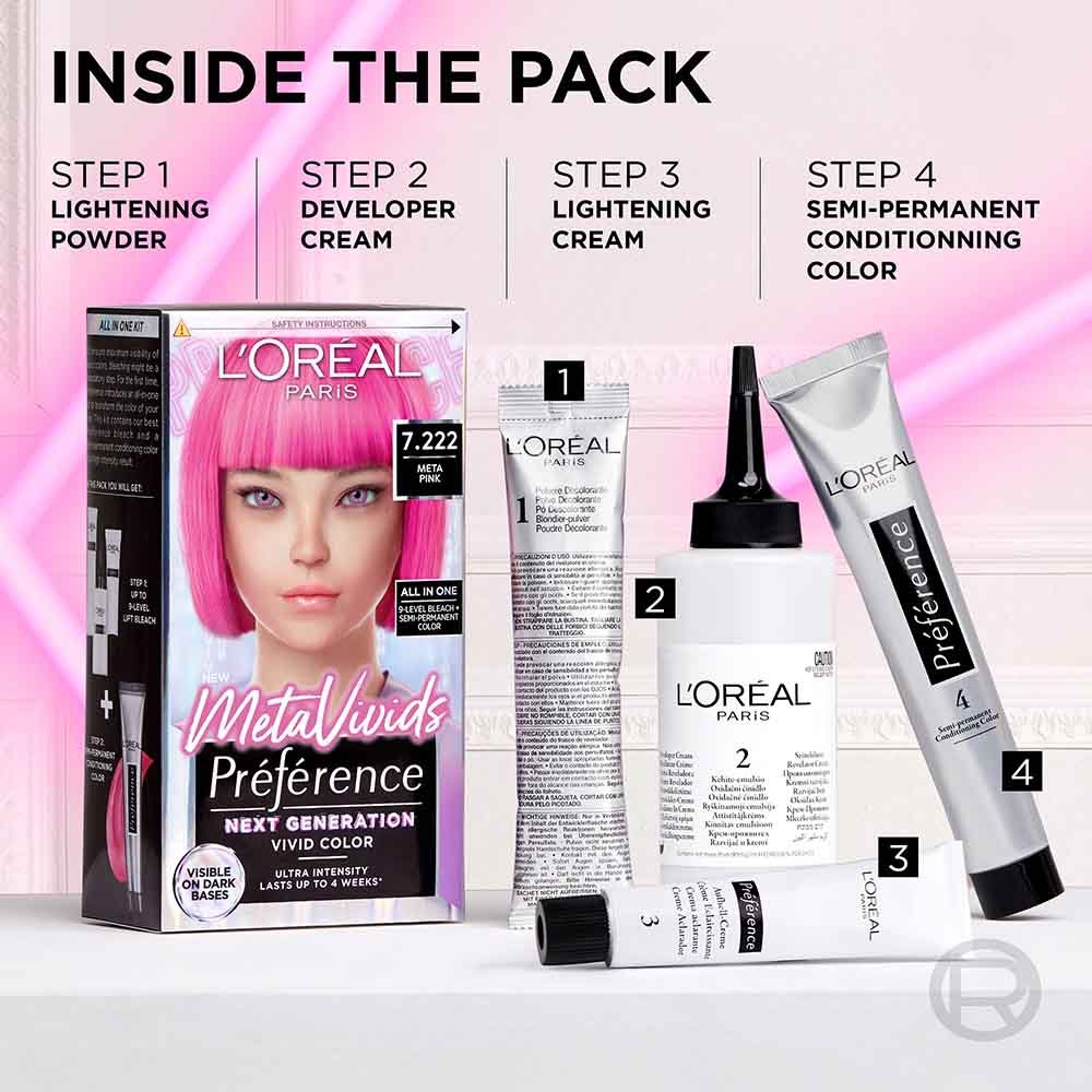 L'Oréal Paris Préférence MetaVivids 7.222 Pink Semi Permanent Hair Dye