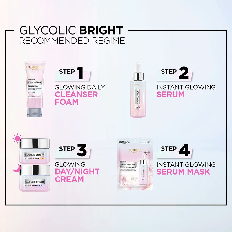 Glycolic Bright Instant Glowing Serum Infused Sheet Mask L Or al Paris Australia NZ glycolic-bright-instant-glowing-serum-infused-sheet-mask-l-or-al-paris-australia-nz